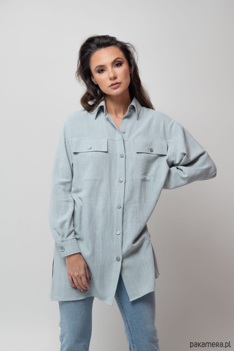 Lniana koszula oversize, BLUE MINT - Pakamera.pl