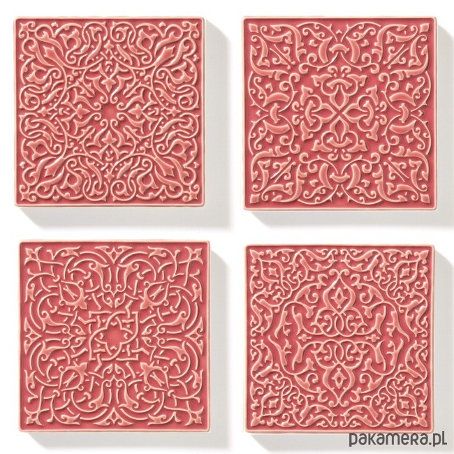 Kafle różowe, cztery ornamenty - Pakamera.pl