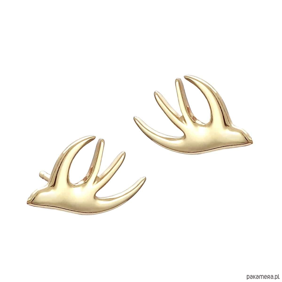 Kolczyki srebrne pozłacane jaskółki - Pakamera.pl
