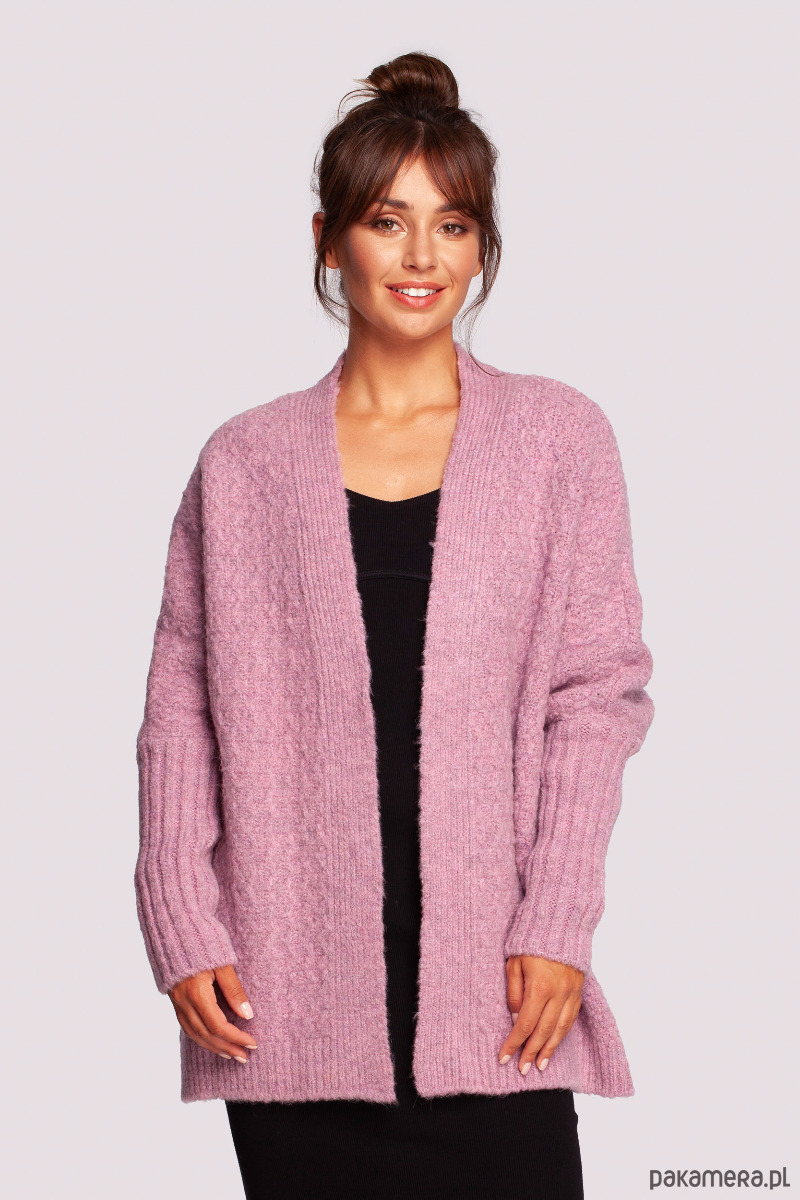 Kardigan z plisą dookoła-pudrowy(BK-088) - Pakamera.pl
