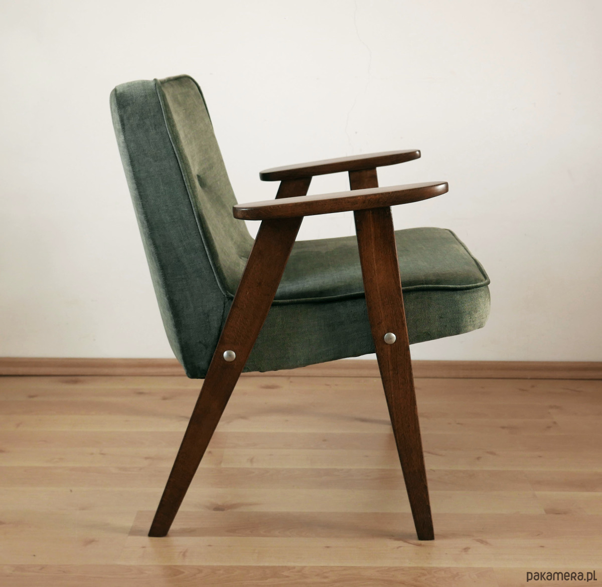Fotel 366 Chierowski lata 60 PRL. Zielony velur 3764921 - Pakamera.pl