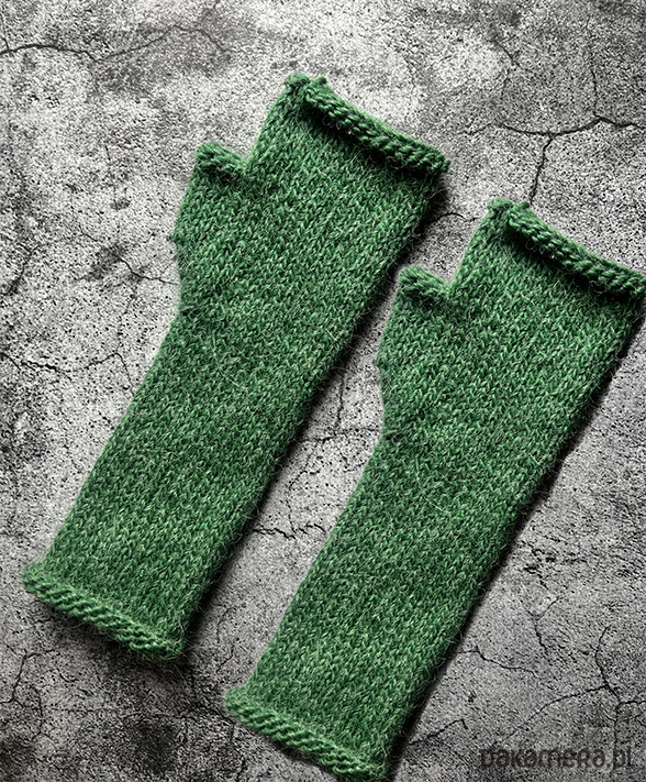 Ciepłe mitenki z wełny owczej i lamy zielone 3622382 - Pakamera.pl