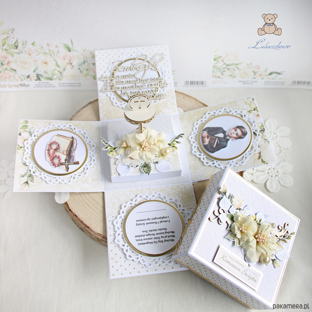 Exploding box komunijny kartka na komunię "Story" GOTOWY - Pakamera.pl