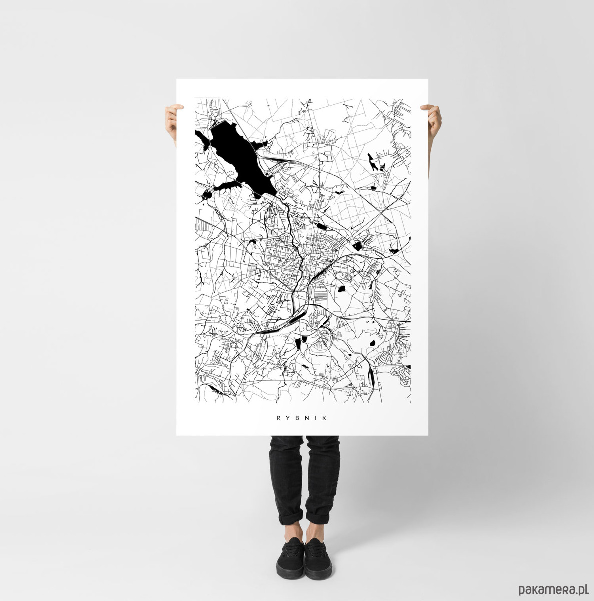 Rybnik - mapa Rybnika - plakat z mapą Rybnika - Archiwum - Pakamera.pl