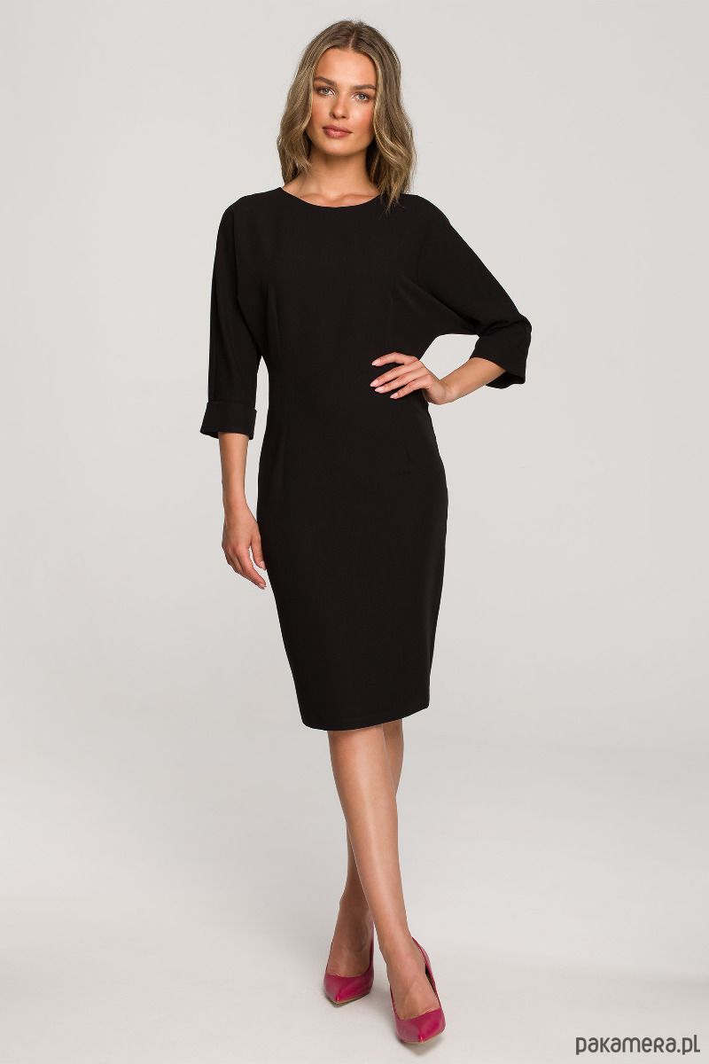Sukienka z kimonowymi rękawami-czarna(S-324) - Pakamera.pl