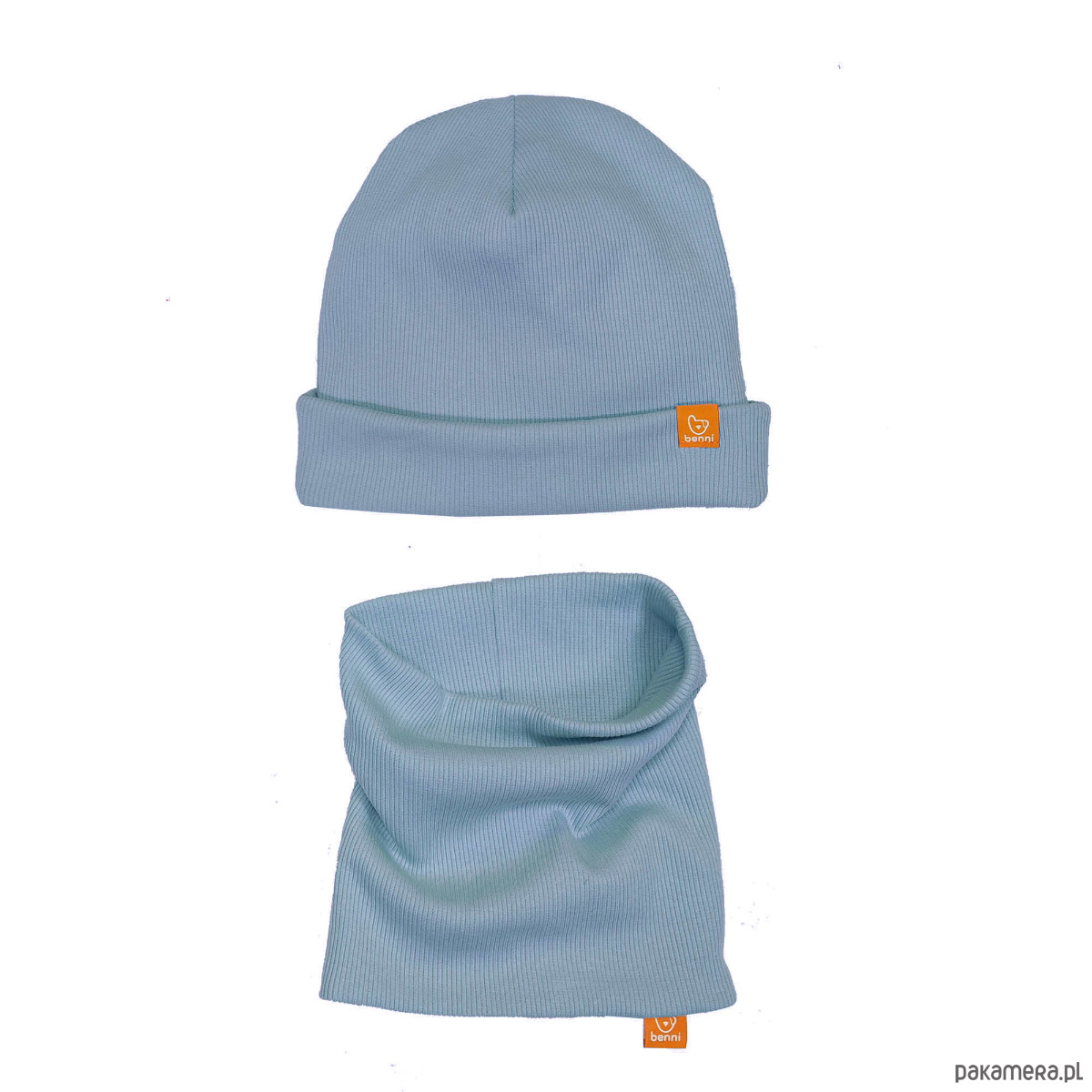 Zestaw czapka Basic z kominem - brudny niebieski - Pakamera.pl