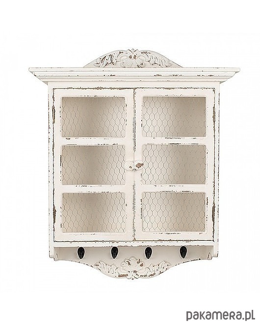 Szafka Wisząca Witryna Wisząca z Siatką Antique White 3769380 - Pakamera.pl