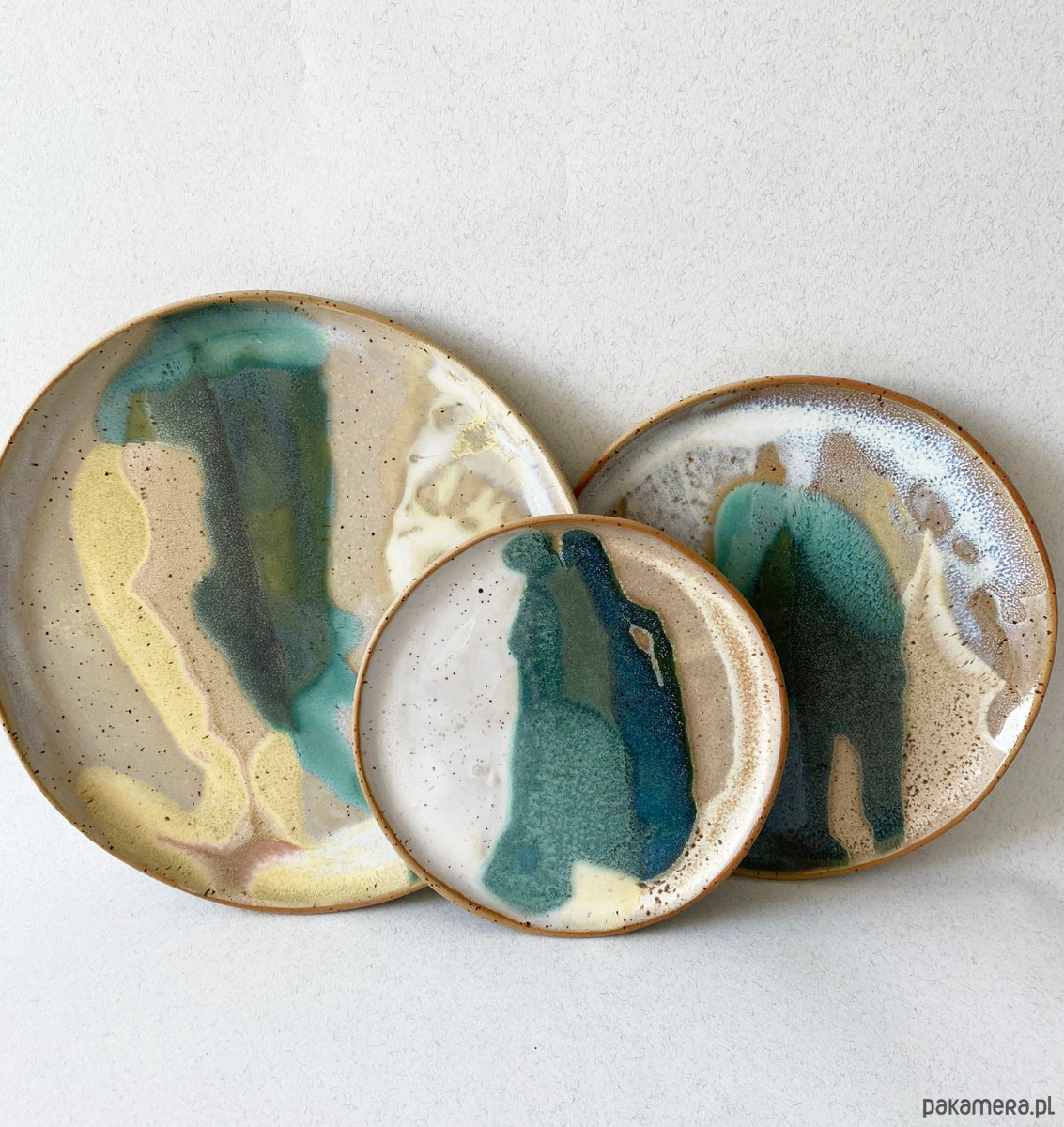 Talerze green splash / zestaw 3 rozmiary - Pakamera.pl