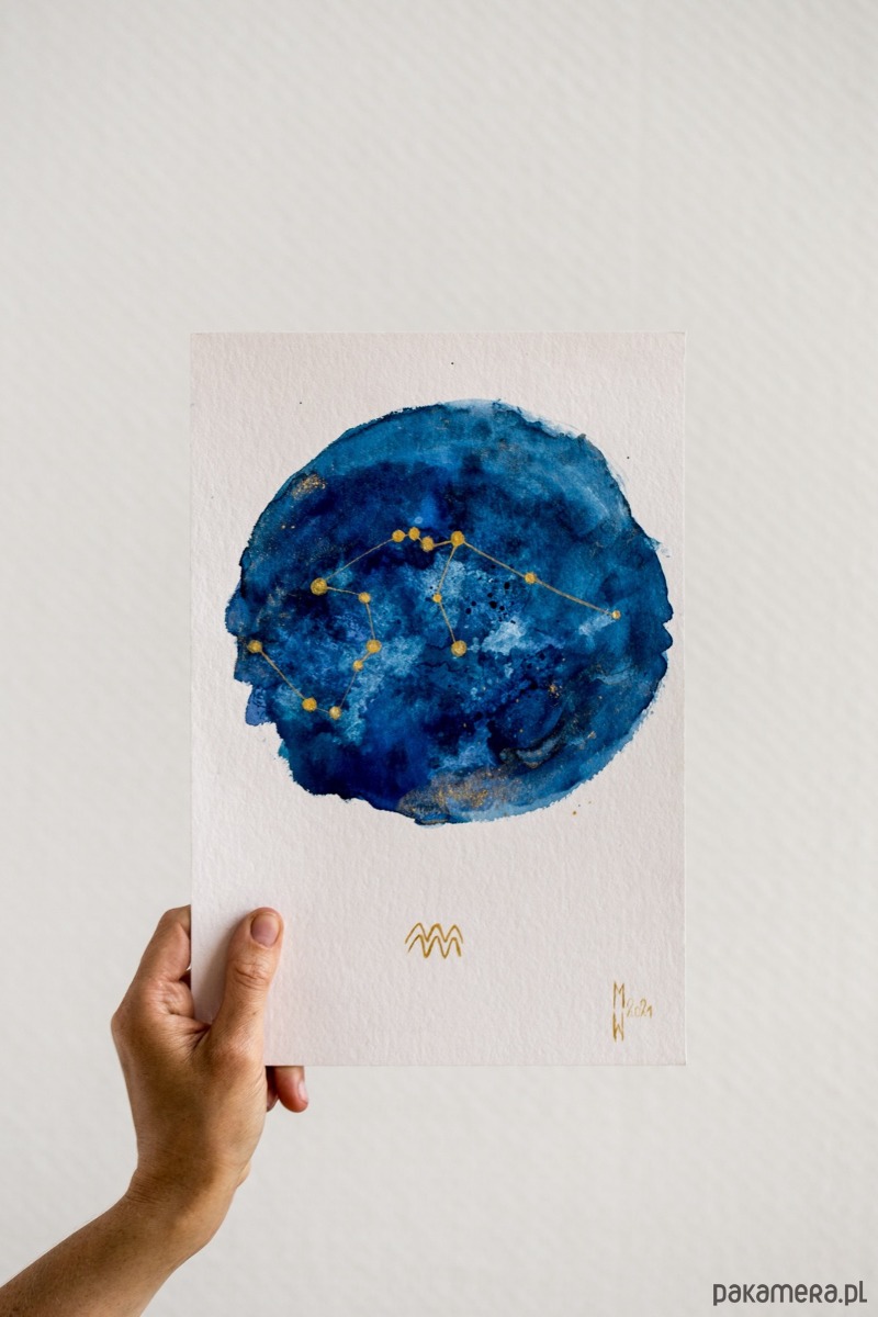 Akwarela Oryginał Gwiazdozbiór Wodnika Znak Zodiaku WODNIK - Pakamera.pl Akwarela Oryginał Gwiazdozbiór Wodnika Znak Zodiaku WODNIK - Pakamera.pl