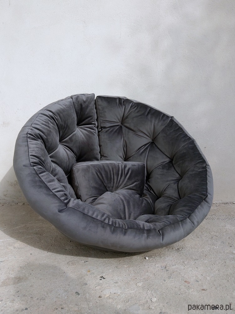Fotel Futon Sofa pikowana velvet Antracyt - Pakamera.pl