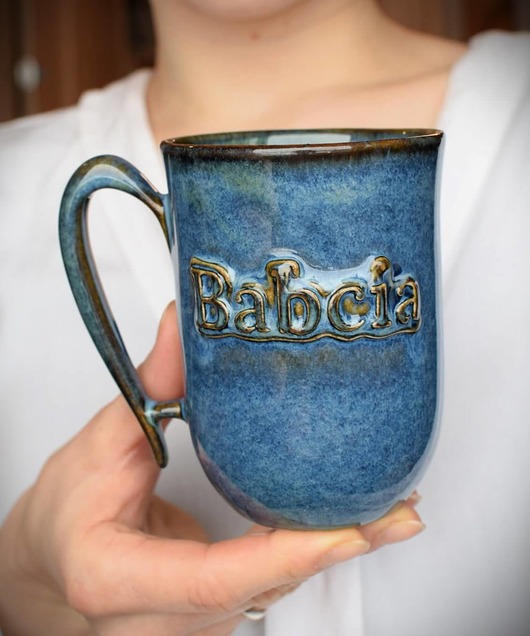 Kubek Morski dla Babci 300ml Napis 3D Niebieski Prezent na Dzień Babci - Pakamera.pl