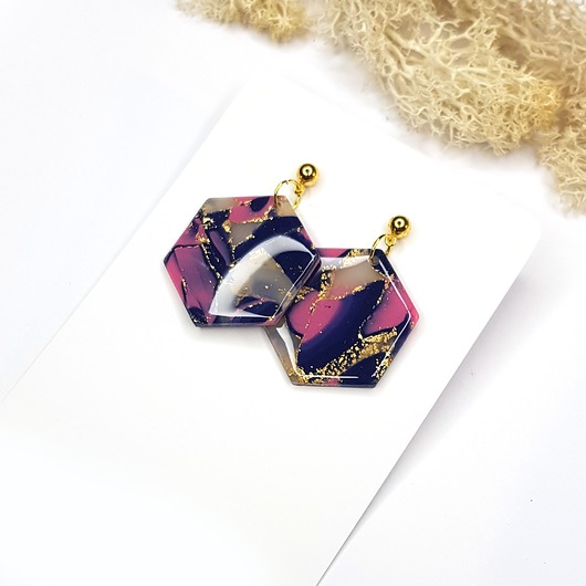 Kolczyki Denim Rose Glinka polimerowa nowoczesna forma - Pakamera.pl