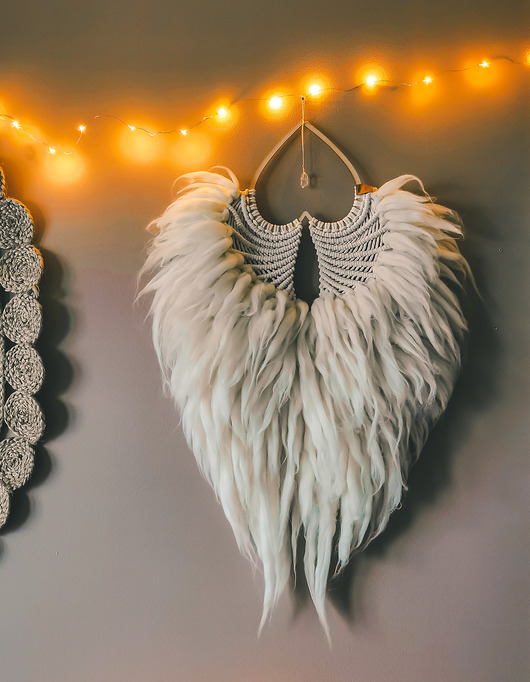 Makrama Skrzydła Makramowe z kryształem górskim - Pakamera.pl