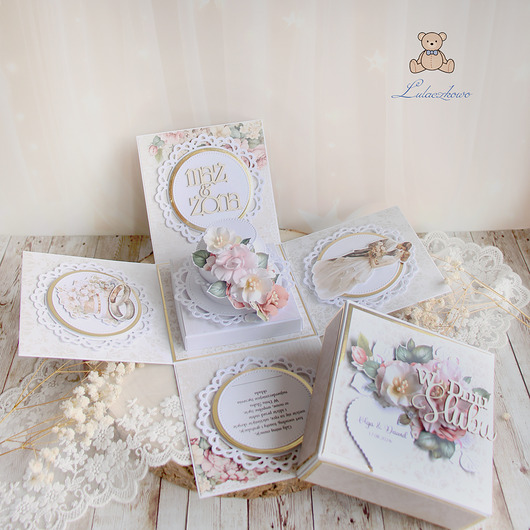 Exploding box ślubny kartka "DearRose" GOTOWY - Pakamera.pl